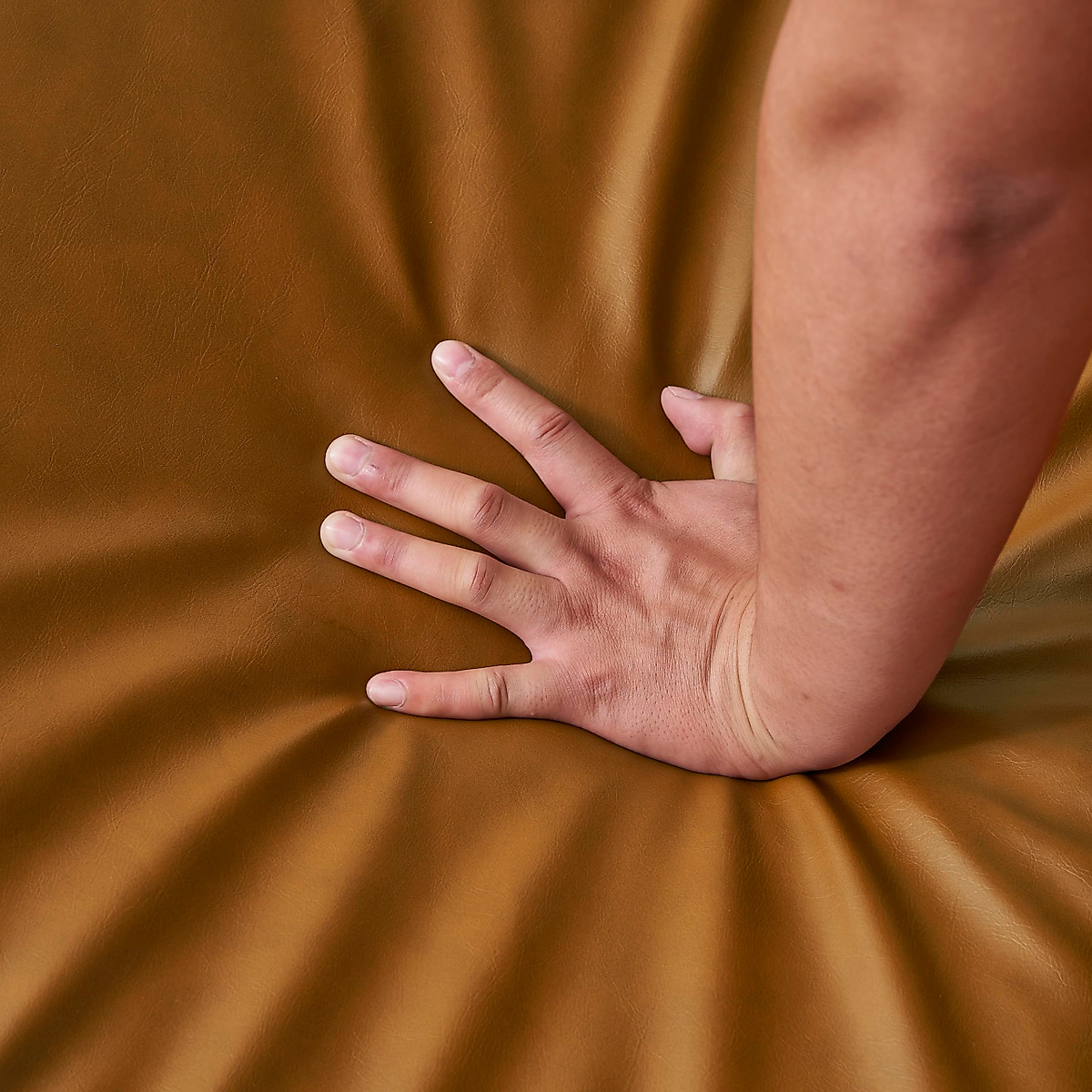 Tiophome Accent Metal Frame, PU Leather Upholstered Comfy Oval Back with Lattic, Side Leisure Lounge Arm Chairs Armchairs for Living Room, Bedroom, Brown, Extra Large