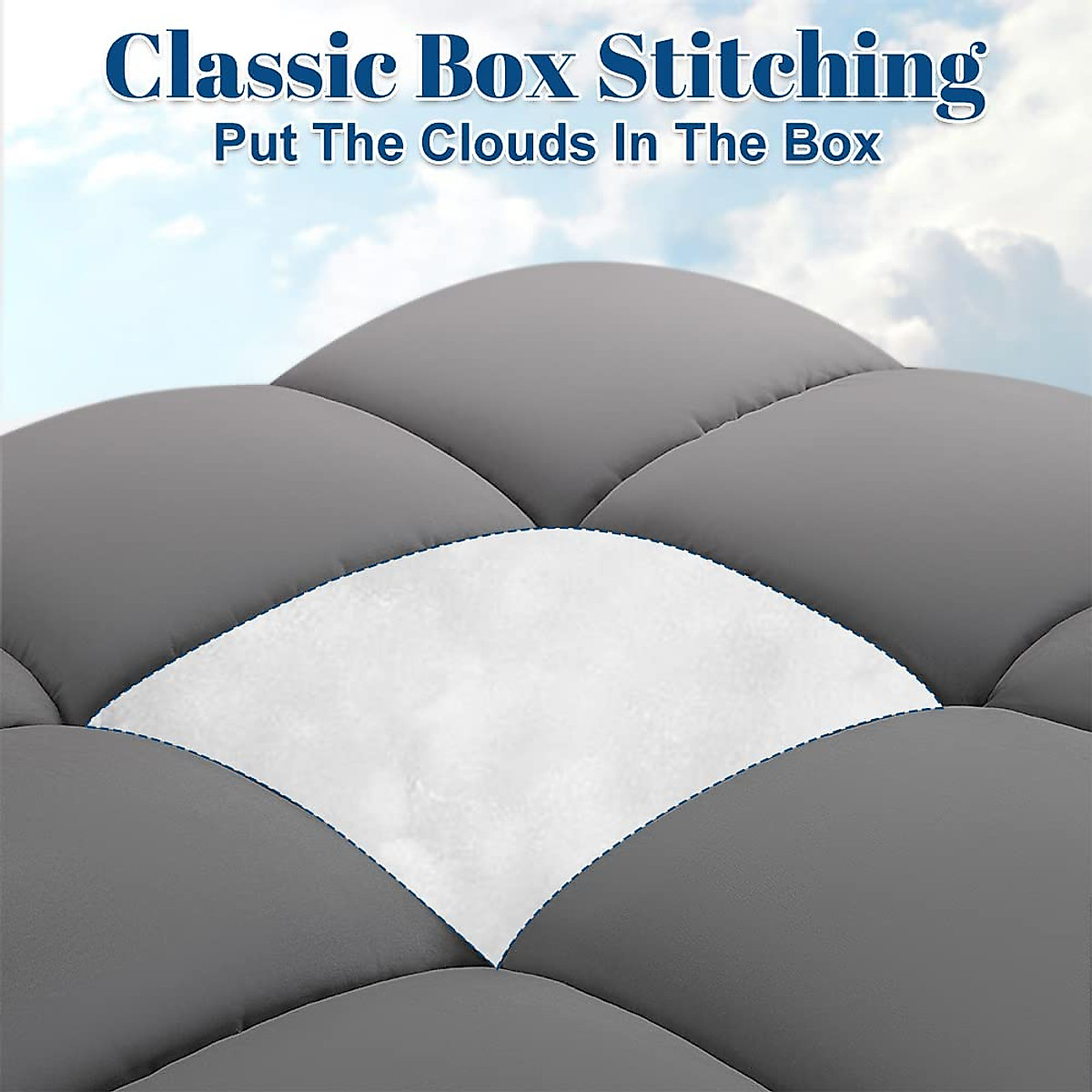 SONORO KATE Mattress Topper, Extra Thick Mattress Protector,Cooling Mattress Pad Cover for Back Pain, Plush & Support Bed Topper Overfilled Down Alternative with 8-21" Deep Pocket (Grey, Queen)