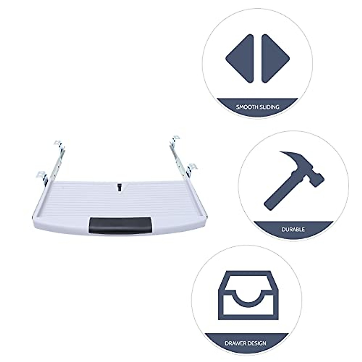 NUOBESTY Desk Keyboard Tray Keyboard Tray Under Desk Out Underdesk Keyboard Drawer Under Table Desk Keyboard Organizer with Sliding Mount System for Office Home Typing Grey Computer Keyboard Stand
