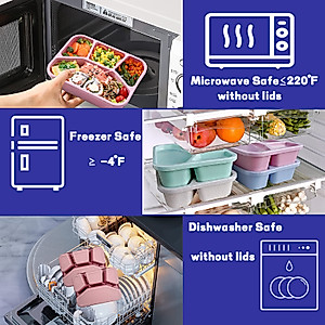 8 Pack Bento Box, Lunch Containers Wheat Straw Meal Prep Containers Reusable, Microwave and Dishwasher Safe Lunch Containers for Adults, Bento Lunch Box for Kids