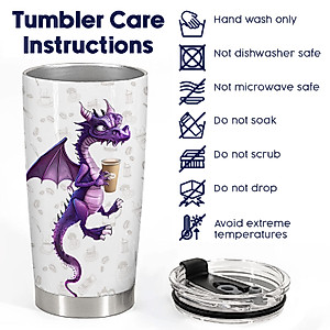 34HD Purple Dragon Tumbler with Lid, 20oz Stainless Steel Vacuum Insulated My Four Moods Coffee Mug, Dragon Gifts for Men Women Best Friend, Funny Birthday Gift Ideas