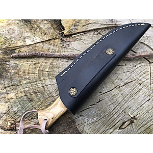 Perkin Damascus Steel Hunting Knife With Sheath Bushcraft Knife - SK1200
