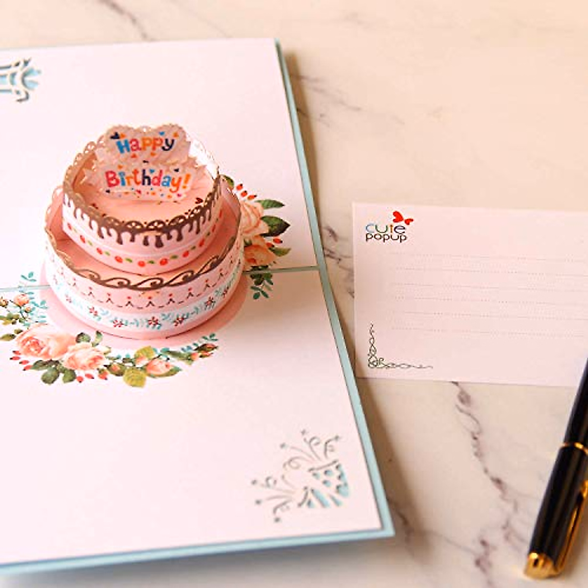 Birthday Pop Up Card with World's Best Birthday Cake Design, 1st Birthday Card, 3D Cake Pop Up, Come in Shining Envelope - Perfect Present for Girl, Friends, Lovers, Women on Any Occasion