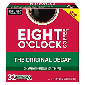 Eight O'Clock Coffee The Original Decaf, Single-Serve Keurig K-Cup Pods, Medium Roast Coffee Pods, 1 Count (Pack of 32)