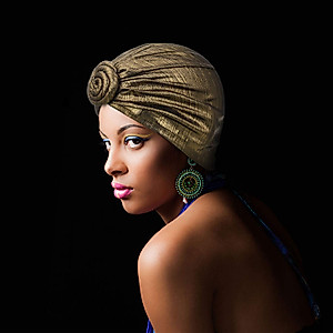 Frienda 4 Pieces Women African Headwraps Turbans Hat Women Pre-Tied Bonnet Turban Knot Beanie Cap Headwrap Hat for Women Favors, 4 Colors