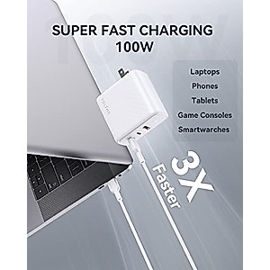 VOLTME 100W GaN III USB C Wall Charger (Foldable Plug), PD3.0 PPS USB-C Fast Charger 3-Port for MacBook Pro/Air, iPhone 14 13 12 11, Pixelbook, ThinkPad, Dell XPS, iPad Pro, Galaxy Note, Pixel, Pixel