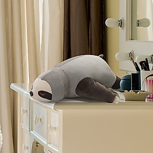 Niuniu Daddy 18” Sloth Stuffed Animal Not Weighted - Cute Large Sloth Lying Plushies, Kawaii Sloth Toy Plush, Squishy Soft Hugging Sloth Body Pillow, Gifts for Girls Boys Birthday Christmas Party