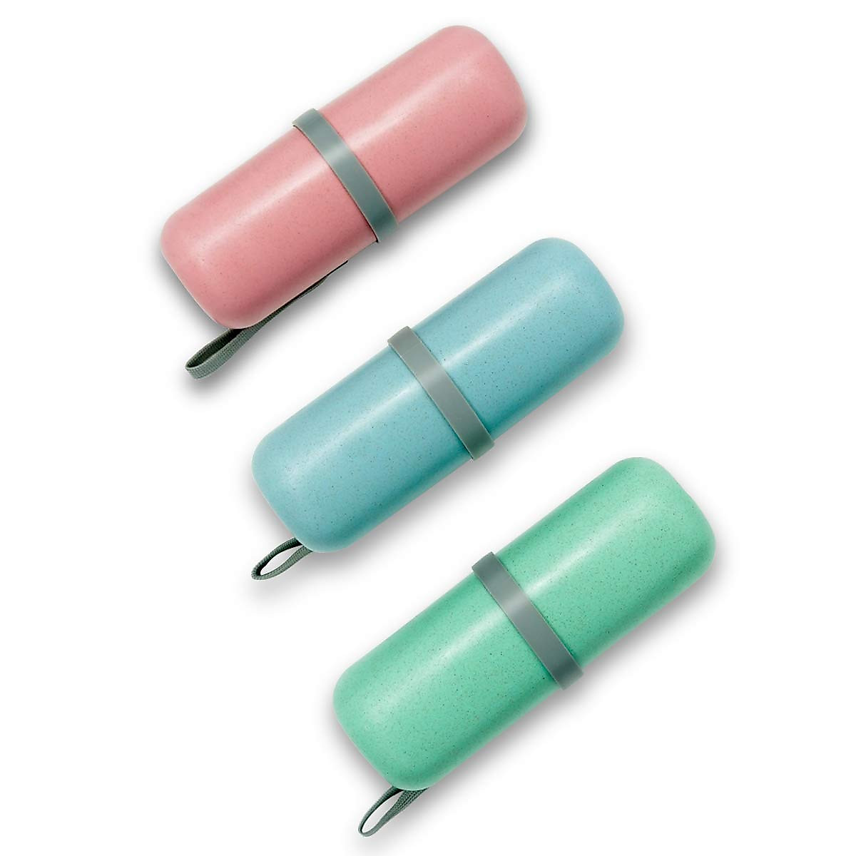 FOBBHOME 3 Pack Travel Toothbrush Case and Carrier Portable Business Trips Wash Cup Plastic Holder Organizer for Camping, School Trips and Daily Use