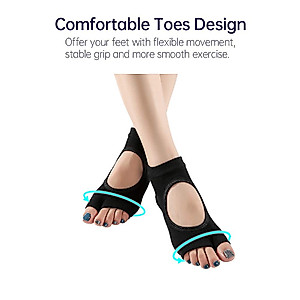 Yoga Socks for Women 5 Pairs Toeless Non Skid Sticky Grip Sock, Ideal for pilates,Barre,Ballet Dance