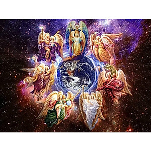Gods Earth Picture Diamond Painting, Jesus Christ Angels Religion Art Paint by Number Kits DIY Round Full Drill Rhinestone Embroidery for Home Wall Decor Christmas Valentine's Day Gift 12x16 Inch