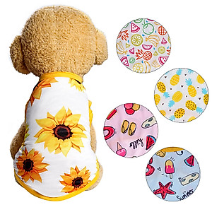 Dxhycc 5 Pieces Dog Shirts Pet Printed Puppy Clothes Soft Dog Sweatshirt Pullover Dog T Shirts Summer Puppy Clothes Dog Outfits for Small Medium Dogs and Cats Apparel (Small)