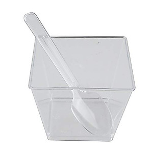 Z-Color 50pcs 4OZ Embellish Crystal Clear Hard Plastic Dessert Cups With Spoons