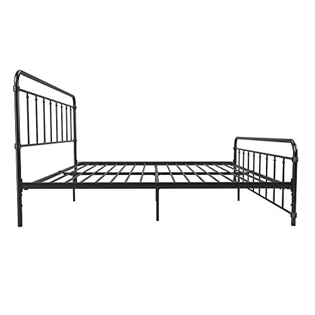 DHP Winston Metal Platform Bed with Rustic Design and Curved Edge Headboard and Footboard, Adjustable Base Height for Underbed Storage, No Box Spring Needed, King, Black