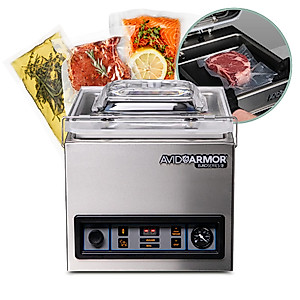 Avid Armor Chamber Vacuum Sealer Model ES41 Euro Series, Powered by Busch Oil Pump, 11" Seal Bar, Perfect for Liquid-Rich Foods, Cooking Sous Vide, Infusions/Pickling, Heavy-Duty Professional Unit
