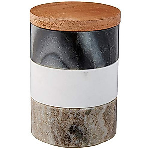 Creative Co-Op Marble Stacking Pinch Pots with Acacia Wood Lid