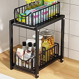 MADELL Sinks Under Sink Organizers,Kitchen Cabinet Organization,Multi-Purpose Organizer and Storage for Kitchen Countertop Bathroom Cabinet/Black
