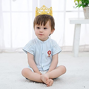 SisBroo Gold Crown Cake Topper, 6 Pieces Happy Birthday Cake Toppers, Princess Crown Cake Decorations for Birthday, Wedding, Party and Baby Shower, Birthday Crown Tiara for Kids and Pets (Gold-Ⅰ, 6)