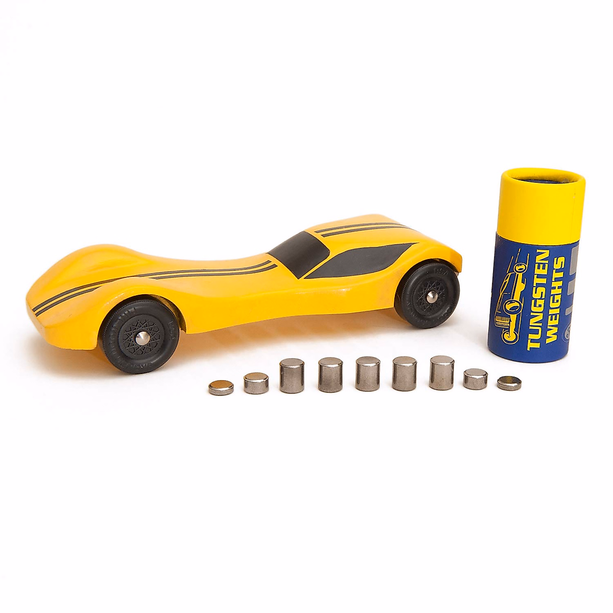 Pinewood Car Derby Weights Tungsten 3.25oz. Pine Race Car Power with Varied Sizes of Incremental Cylinders. Heavy with No Lead. by Dr. Rocket