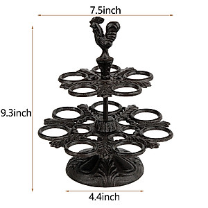 Vixdonos Rustic Egg Holder Iron Egg Rack Rooster Egg Tray for 12 Fresh Eggs