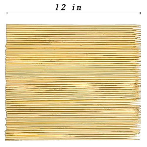 Natural Bamboo Skewer Sticks,12 Inch Wooden Candy Apple Sticks Caramel Apple Sticks Cotton Candy Stick for Assorted Fruits, Kebabs, BBQ, Grill, Marshmallow Roasting