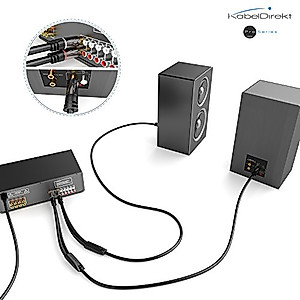 KabelDirekt – RCA/phono Y cable – 6ft short – 1 to 2 RCA/phono, stereo audio cable (coax cable, RCA/phono male/male plugs, analog/digital, adapter for subs/amps/Hi-Fis/home theater/receivers, black)