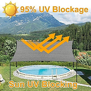 6' x 8' Rectangle Sun Shade Sail Canopy UV Block Fabric Shelter Cloth Screen Awning for Outdoor Patio Garden - 185 GSM, 96% UV Block, Heavy Duty, Customized, Gray