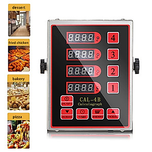 Commercial 4 Channel Timer - DEGOTM Kitchen Stainless Steel 4 Channel Timer Cooking Timers Baked Burger Fried Chicken Loud Alarm Reminder for Restaurant Home Kitchen