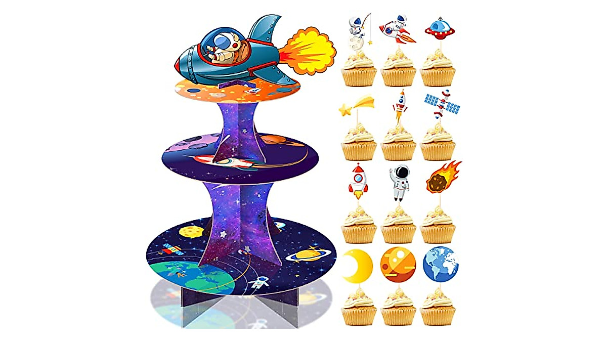Space Cupcake Toppers Set for Kids' Parties