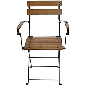 Sunnydaze Basic European Chestnut Wooden Folding Small Bistro Dining Armchair - Portable, Compact Side Chair - for Indoor or Outdoor Use - Patio, Deck, Balcony, Camping and Spare Seating - Set of 2