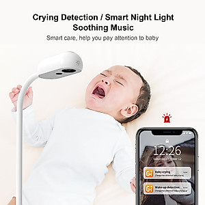 Cheego Smart Baby Monitor & Clip-On Mounting-HD Video Camera and Audio, 2-Way Talk, Nightlight and Night Vision, Room Humidity & Temp, Wake up & Crying Detection Works with Alexa