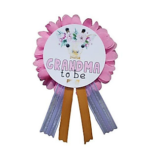 Grandma to Be Pin Pink Giraffe Baby Shower Pin for nona to wear, It's a Girl Sprinkle Wild One