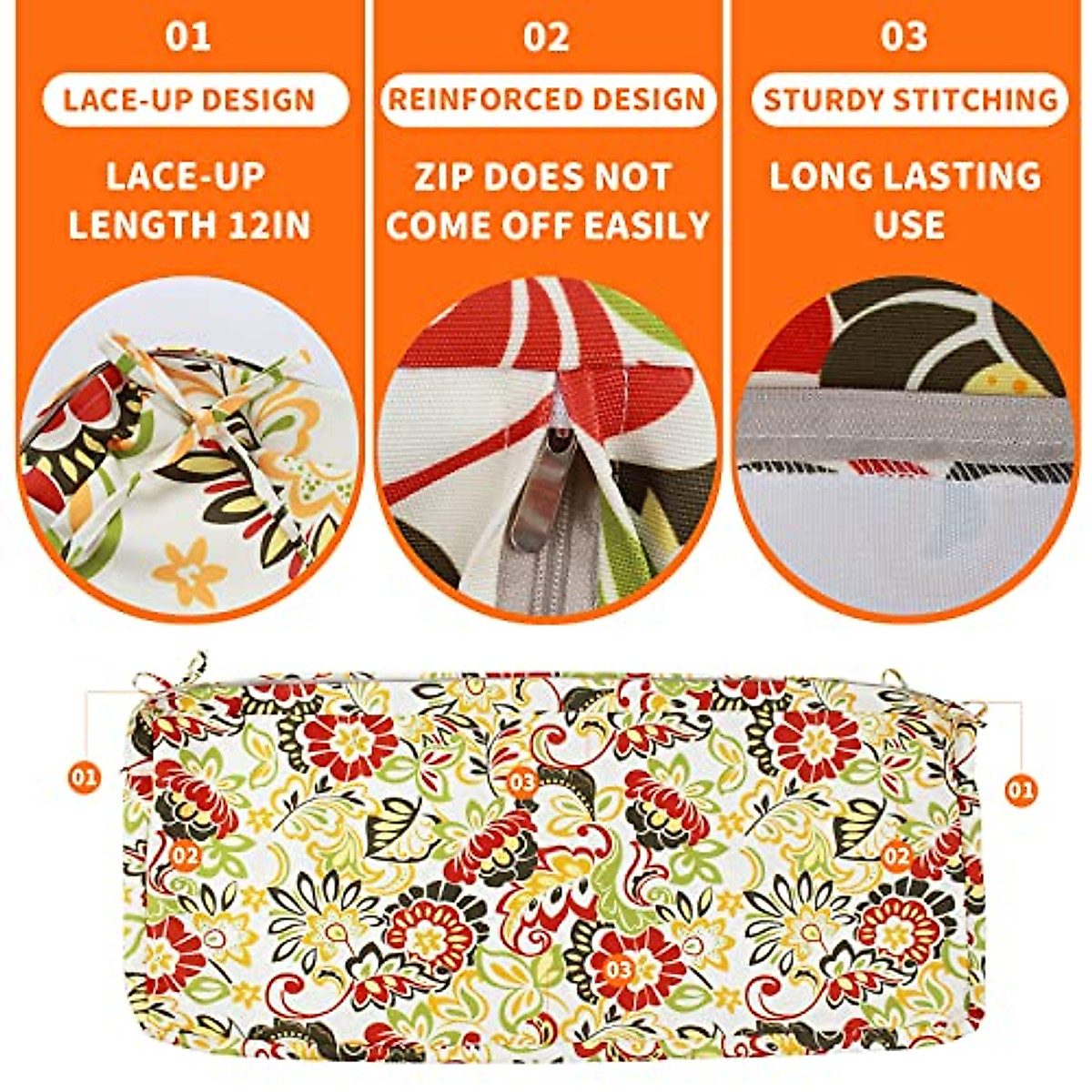 ROFIELTY Bench Cushion Covers,for Indoor/Outdoor Bench Cushion Covers,Window Cushion Covers can be Replaced (45×18×3inch,Idyllic)