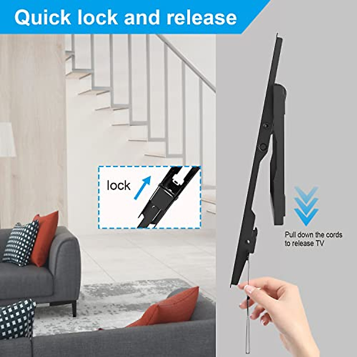 Tilting TV Wall Mount for Most 26-60 Inch TVs, Tilt TV Mount with Quick Release Lock, Low Profile Wall Mount TV Bracket Max VESA 400x400mm, Holds up to 99 lbs, Fits 8''-16'' Studs by USX STAR