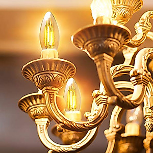 Emotionlite LED Light Bulbs, Dimmable Candelabra Bulbs, E12 Base, Amber Yellowish, Chandelier Light, Ceiling Fan Bulb, 40W Equivalent, 4W, 2200K, 350LM, UL Listed, 6 Pack