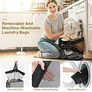 SOLEDI Laundry Hamper with Lid 100L Large & Tall Collapsible Laundry Basket, Clothes Hamper with Bag Removable Easy to Carry, Dirty Hampers for Bedroom, Bathroom, Dorm, College, Grey