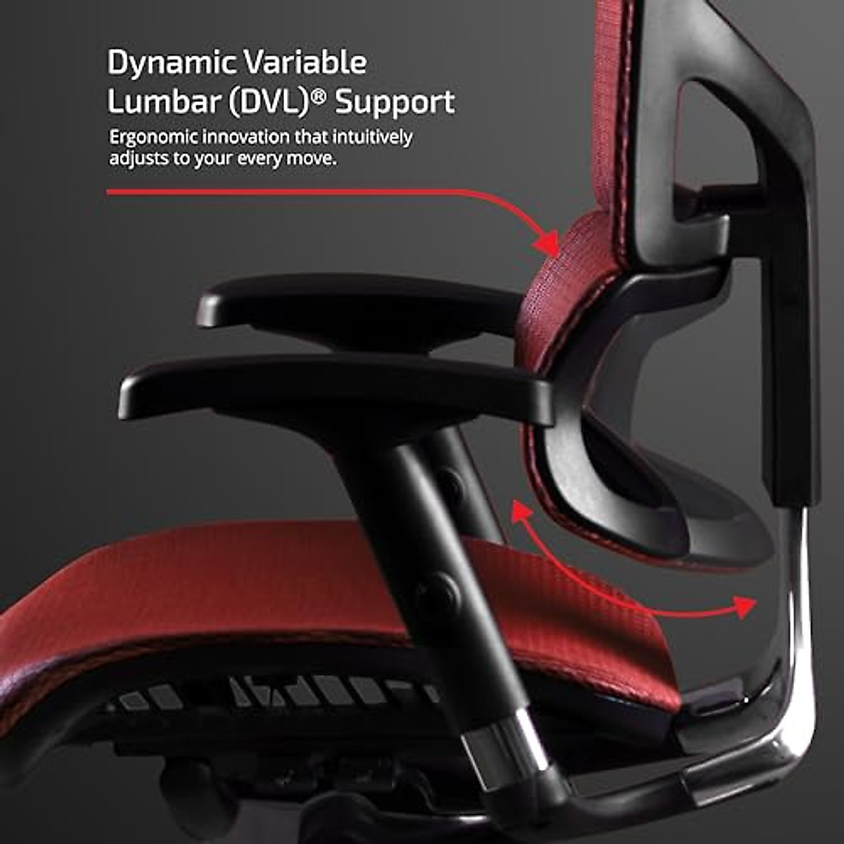 X-Chair X2 Management Task Chair, Red K-Sport Mesh Fabric with Headrest - Ergonomic Office Seat/Dynamic Variable Lumbar Support/Floating Recline/Highly Adjustable/Perfect for Long Work Days