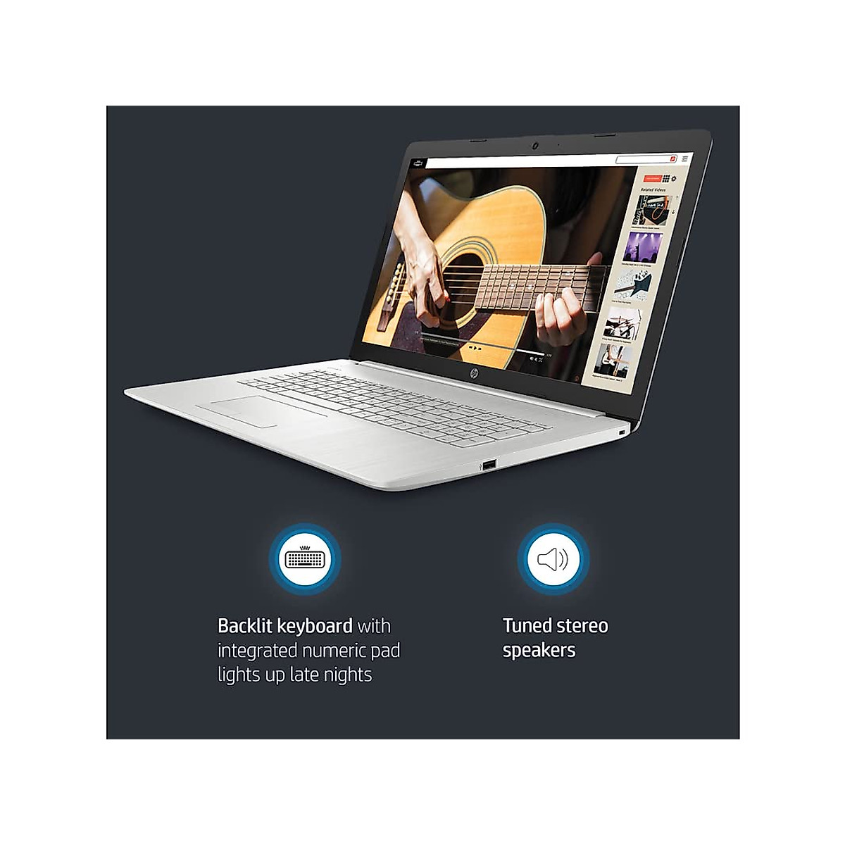 HP 2022 17.3" FHD IPS Laptop, 11th Gen Intel Core i5-1135G7(Beats i7-1065G7), 16GB RAM, 512GB PCIe SSD, Backlit Keyboard, Intel Iris Xe Graphics, HD Webcam, Windows 11 Pro, Silver, 32GB USB Card