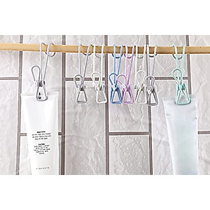 12PCS Clothes pins with Hook,Long Tail Hanging Clips Mini Clothespins for Photos Food Packages Kitchen Bathroom Offices (11)