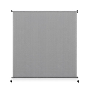 Sophia & William Outdoor Roller Shade Blinds Cordless Roll Up Shade,8'W x 6'H,Exterior Patio Shades with 95% UV Protection for Patio Porch Gazebo, Light Grey