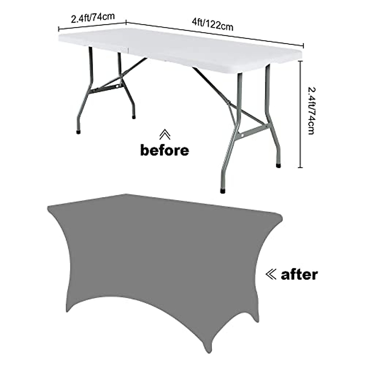 SUPERO Waterproof Spandex Table Cover for 4FT Table Universal Fitted Stretch Tablecloth for Party, Banquet, Wedding and Events-Black