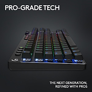 Logitech G PRO X TKL LIGHTSPEED Wireless Gaming Keyboard, Ultra-Portable Tenkeyless Design, LIGHTSYNC RGB, PBT keycaps, Linear Switches (GX Red) - Black