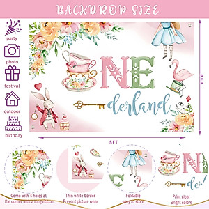 138 PCs Alice in Wonderland 1st Birthday Party Decorations, Hombae Alice in Onederland First Backdrop Balloon Garland Arrow Sign Monthly Photo Highchair Banner Box Cutout Cake Topper Crown Poster