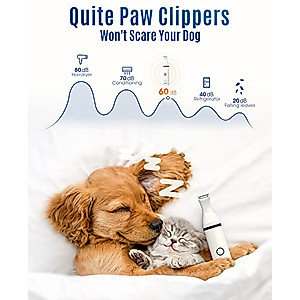oneisall Dog Clippers with Double Blades,Cordless Small Pet Hair Grooming Trimmer,Low Noise for Trimming Dog's Hair Around Paws, Eyes, Ears, Face, Rump (White)