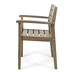 Christopher Knight Home 306673 Stanford Outdoor Dining Chairs | Acacia Wood | Gray Finish | Set of 2