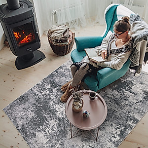 Area Rug Living Room : 5x7 Indoor Soft Fluffy Abstract Carpet for Bedroom Kitchen Dining Room Floor Washable Plush Throw Large Accent Rug Home Office Nursery Decor - Gray