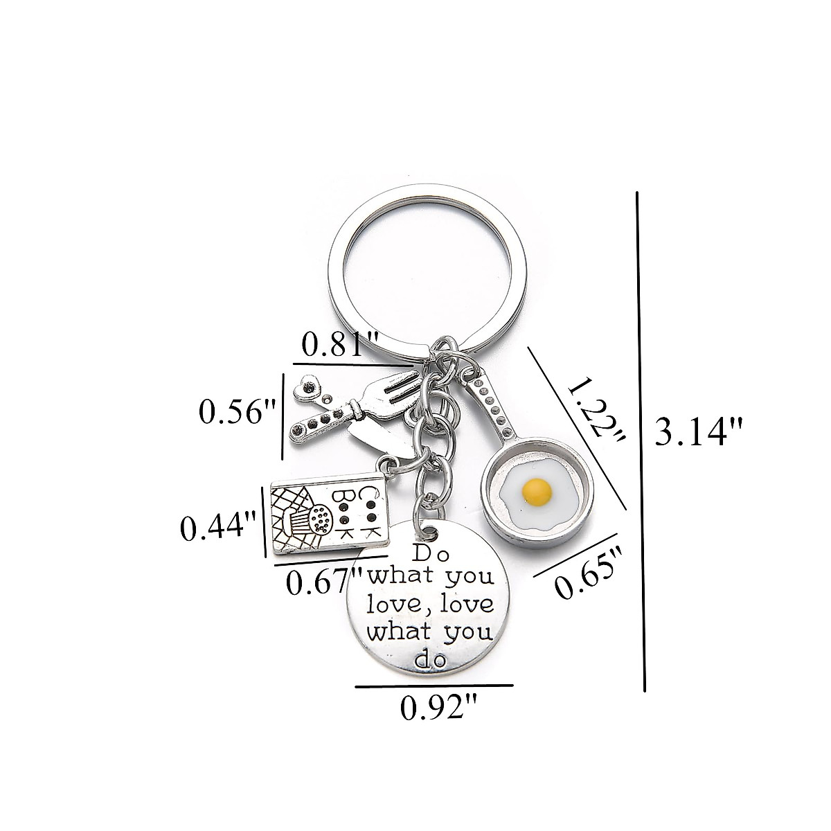 PHAETON 20PCS Kitchen Home Cooking Key Ring Fried Egg Pan Cook Book Tableware Key Chain Small Charm Chef Keychain Baking Accessories Keychain