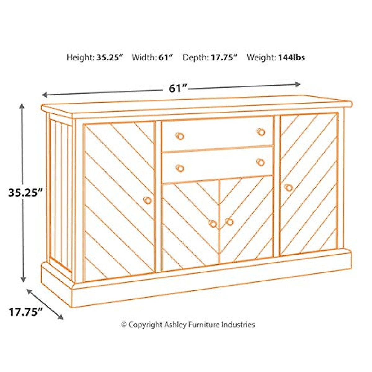 Signature Design by Ashley Grindleburg Farmhouse Reclaimed Wood Dining Room Buffet Cabinet or Server, Light Brown