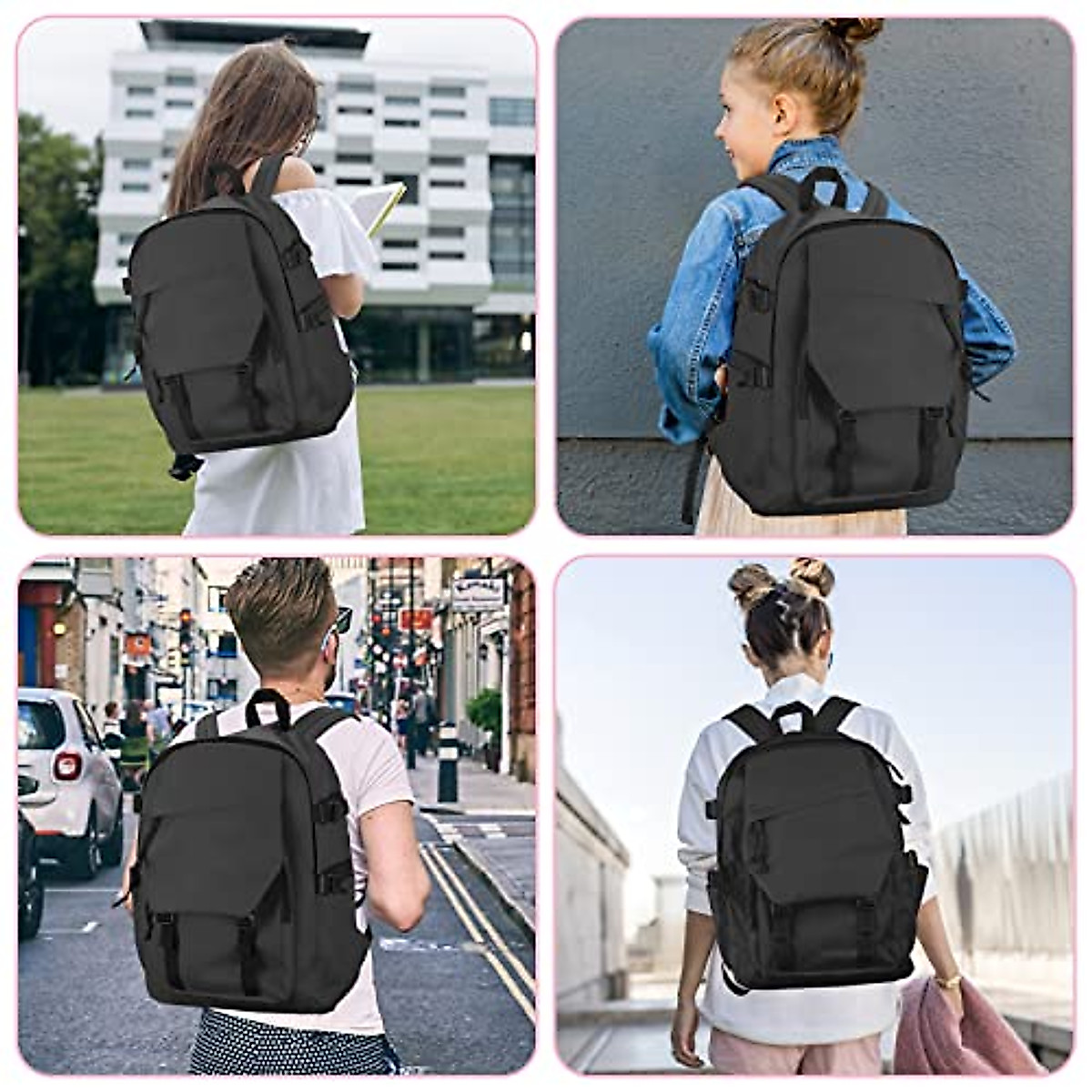 Neurora Lightweight Black Backpack Travel Laptop Backpack for Sports,Work,Security Travel,College.