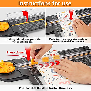 Ecraft 4-in-1 Paper Cutter - 12" Paper Trimmer Multi-Function Scrapbooking Tool with Straight, Wave, Perforated & Creasing Blades for Craft Paper,Cardstock, Coupon, Label, Photo,Postcard (Black)