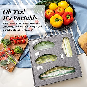 Sprucewise Fabric Ziplock Bag Organizer for Drawer - Plastic Bag Organizer, Baggie Organizer for Drawer, Ziplock Box Holder for Quart, Gallon, Snack, Sandwich Bag Organizer, Baggie Holder